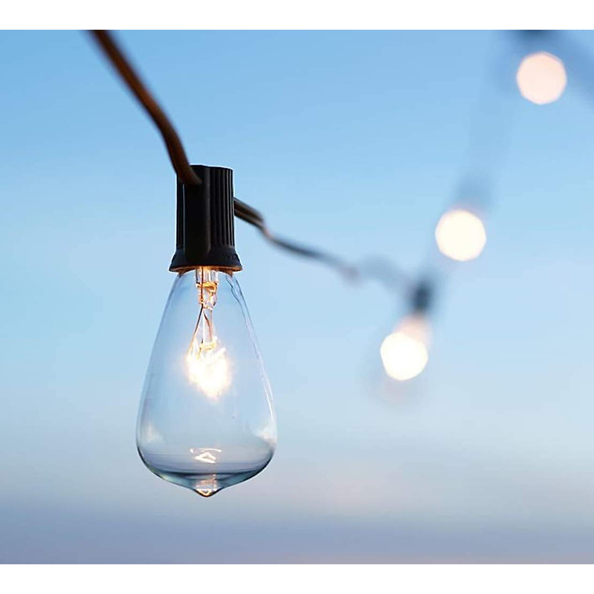 Edison Replacement Light Bulbs 10Pack 7W E12 Screw Base ST38 Replacement Clear Glass Light Bulbs for Indoor/Outdoor Patio ST38 String Lights Warm White Yard Christmas Lights Bulbs Christmas Decor