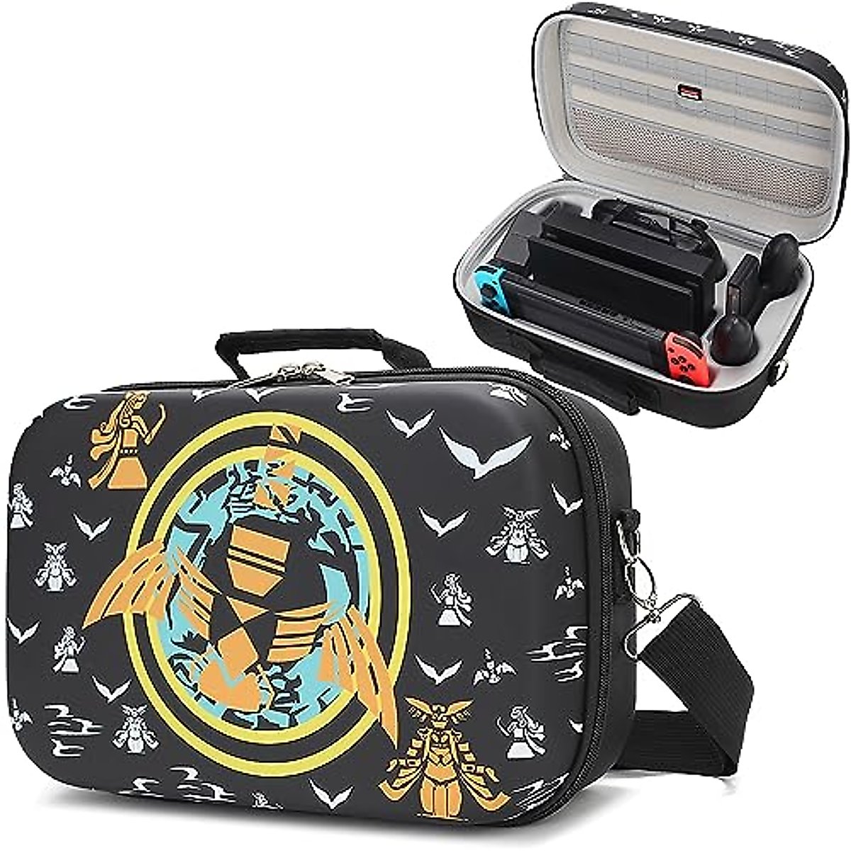 Zelda Carrying Storage Case for Nintendo Switch/OLED Model - Tears of the Kingdom - Portable Hard Shell Travel Messenger Bag Soft Lining 18Card Slots for Switch Console Pro Controller & Accessories