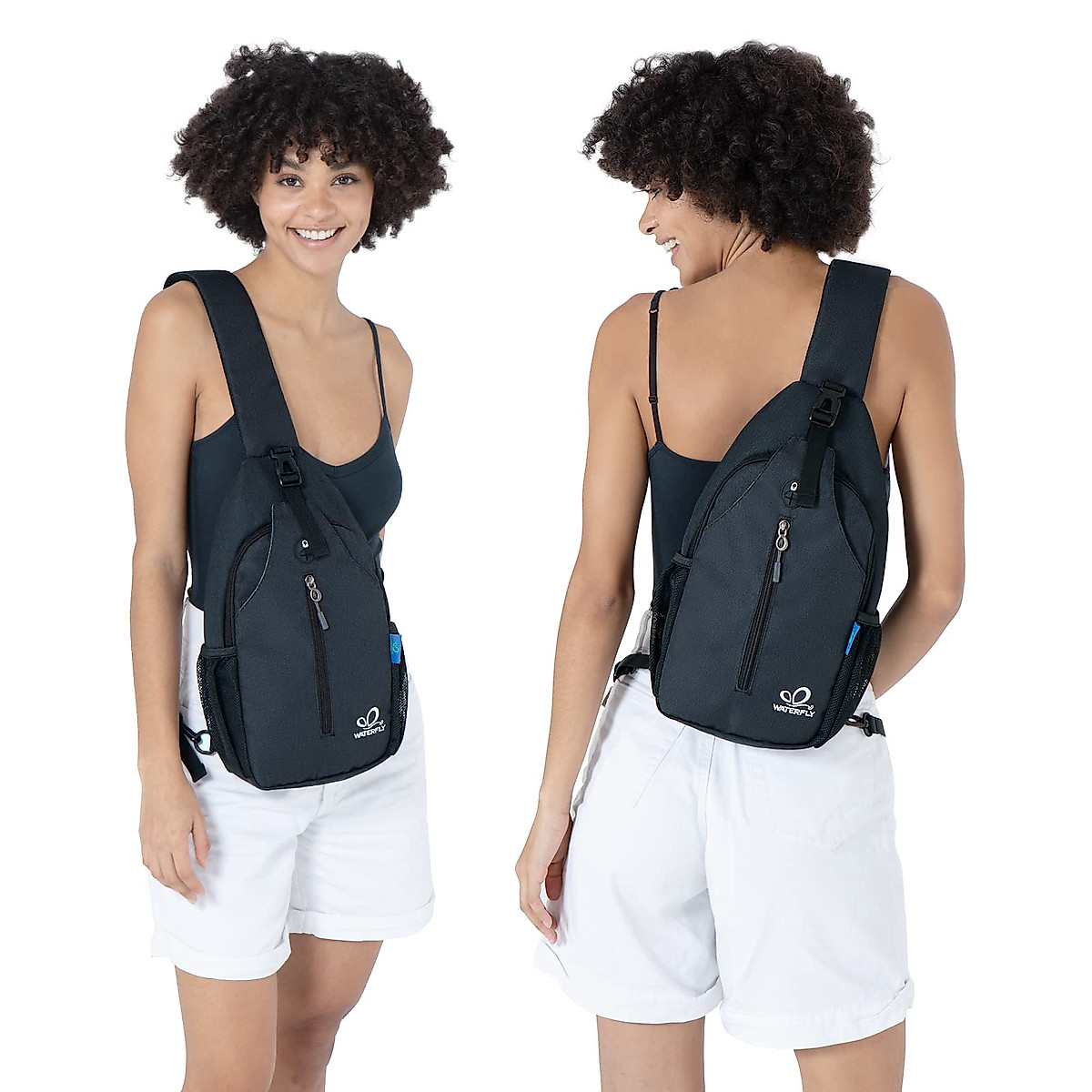 WATERFLY Sports Crossbody Sling Backpack Sling Bag Chest Bag Daypack for Cycling Hiking Running Men Women