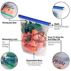 ECOFWORLD 4 Pack Silicone Food Storage Bag 2L (1.5 L) & 2M (1 L) | Reusable for Sous Vide-Sandwich-Lunch-Snack | Silicone Degradable Freezer-Leakproof Ziplock BPA Free (2x2)