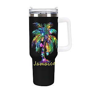 Christmas Palm Tree Light Jamaica 40OZ Tumbler Stainless Steel Travel Mug Water Bottle Car Cup Tea Cups with Lid White-style