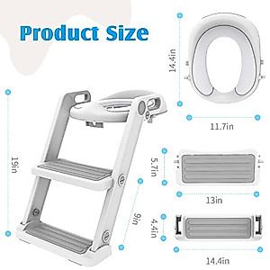 Victostar Potty Training Seat with Step Stool Ladder, Foldable Potty Training Toilet for Kids Boys Girls Toddlers-Comfortable Cushion Safe Handle Anti-Slip Pads