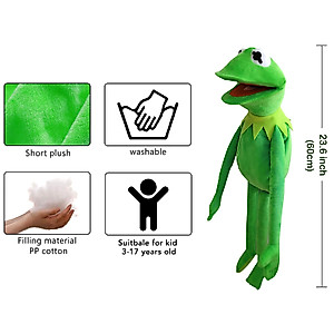 Kermit Frog Hand Puppet, Frog Plush,The Muppets Show, Soft Frog Puppet Doll Suitable for Role Play -Green, 24 Inches