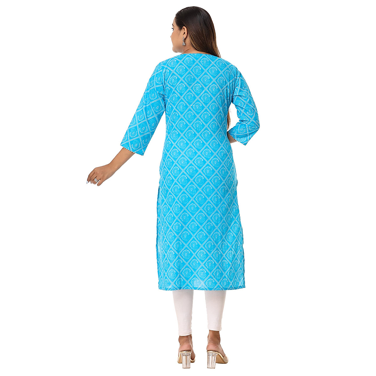 Vihaan Impex Leheriya Printed Casual Blue Tunic Top for Women Kurta Kurti for Women