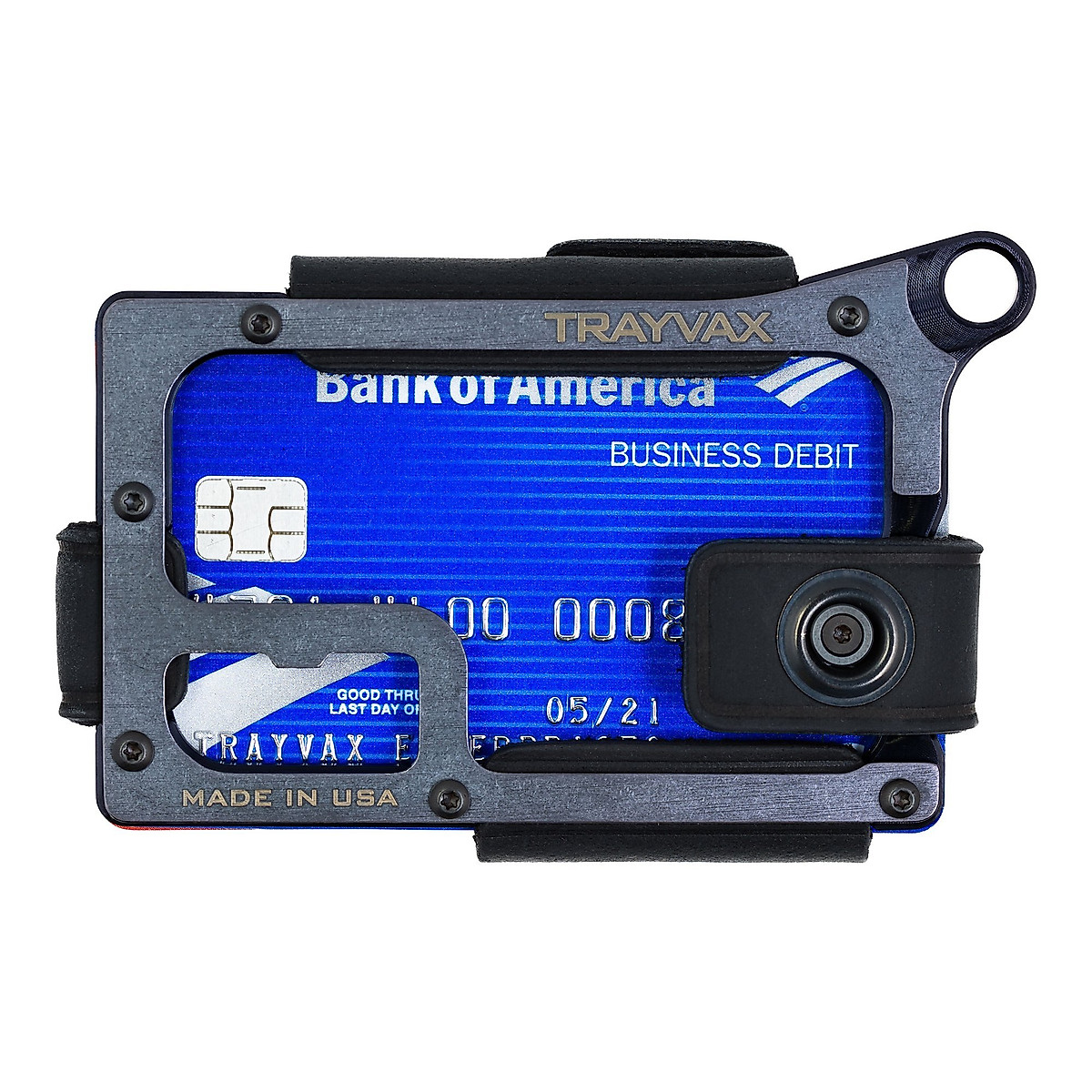 Trayvax Contour Wallet, RFID Front Pocket Money and Credit Card Holder, Minimalist Slim Leather Metal Wallet for Men and Women, Black Stealth Black