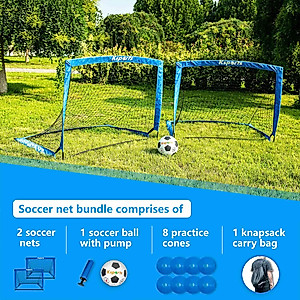 Ksports Soccer Goal Set for Kids Portable Training Equipment with Net, Balls, and Bag for Outdoor Backyard Football, 4 x 3 Feet, Blue