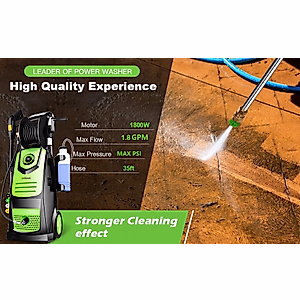 mrliance Electric Pressure Washer 1.8GPM Power Washer 1800W High Pressure Washer Cleaner Machine with 4 Interchangeable Nozzle & Hose Reel, Best for Cleaning Patio, Garden,Yard