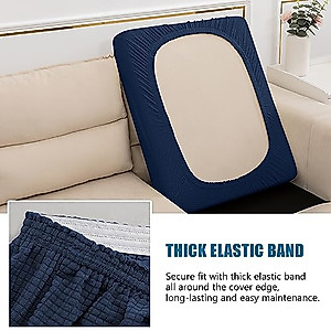 NC HOME Water Repellent Individual Couch Cushion Slipcovers, Sofa Slip Covers for Loveseat Couch Cushion, Camper Dinette Cushion Covers, Washable (2 Pieces, Navy)