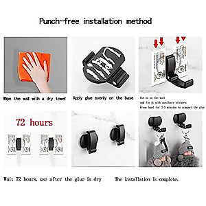 Black Adhesive Hooks Folding Coat Hooks Heavy Duty Hooks Cubicle Hooks Backpack Hooks for Wall Heavy Duty for Hanging Towels Hats Bags (2 pcs)