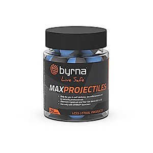 Byrna MAX Projectiles - | Maximum Stopping Power | OC and CS Non Lethal Pepper Spray & Tear Gas Blend Balls - Non Lethal Self Defense Projectile Rounds for Byrna Launchers, 0.68 Caliber (25 Count)