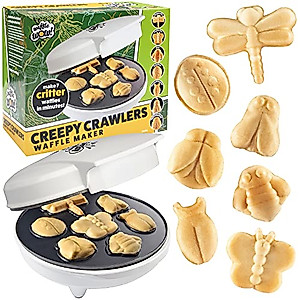 The Original Creepy Crawly Bug Waffle Maker - Make 7 Fun Different Insect Shaped Pancakes Including a Beetle, Lady Bug, Bee & More- Electric Non-stick Waffler, Fun Gift or Breakfast Treat for Kids