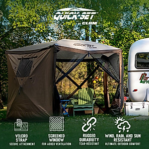 Clam Quick Set Wind Panels, Wind and Sun Protection for Tents, Essential Camping Accessories for Quick Set Traveler and Escape Gazebos, Brown