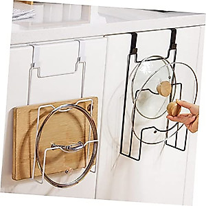 YARNOW Kitchen Cabinet Door Lid Holder Cutting Board Holder Stand Pan Lid Holder Metal Brackets Pans Organizer Rack Wall Mounted Lid Rack Pot Lids Holder Pot Lid Holder for Kitchen Iron