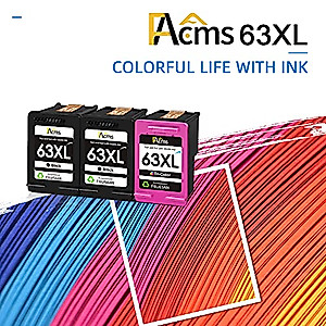 FAcms Remanufactured Ink Cartridge Replacement for HP 63 63XL 63XL for Envy 4520 4512 4513 4516 OfficeJet 3830 5255 5258 DeskJet 1112 1110 3630 3632 3634 2130 2132 (2 Black 1 Tri-Color)