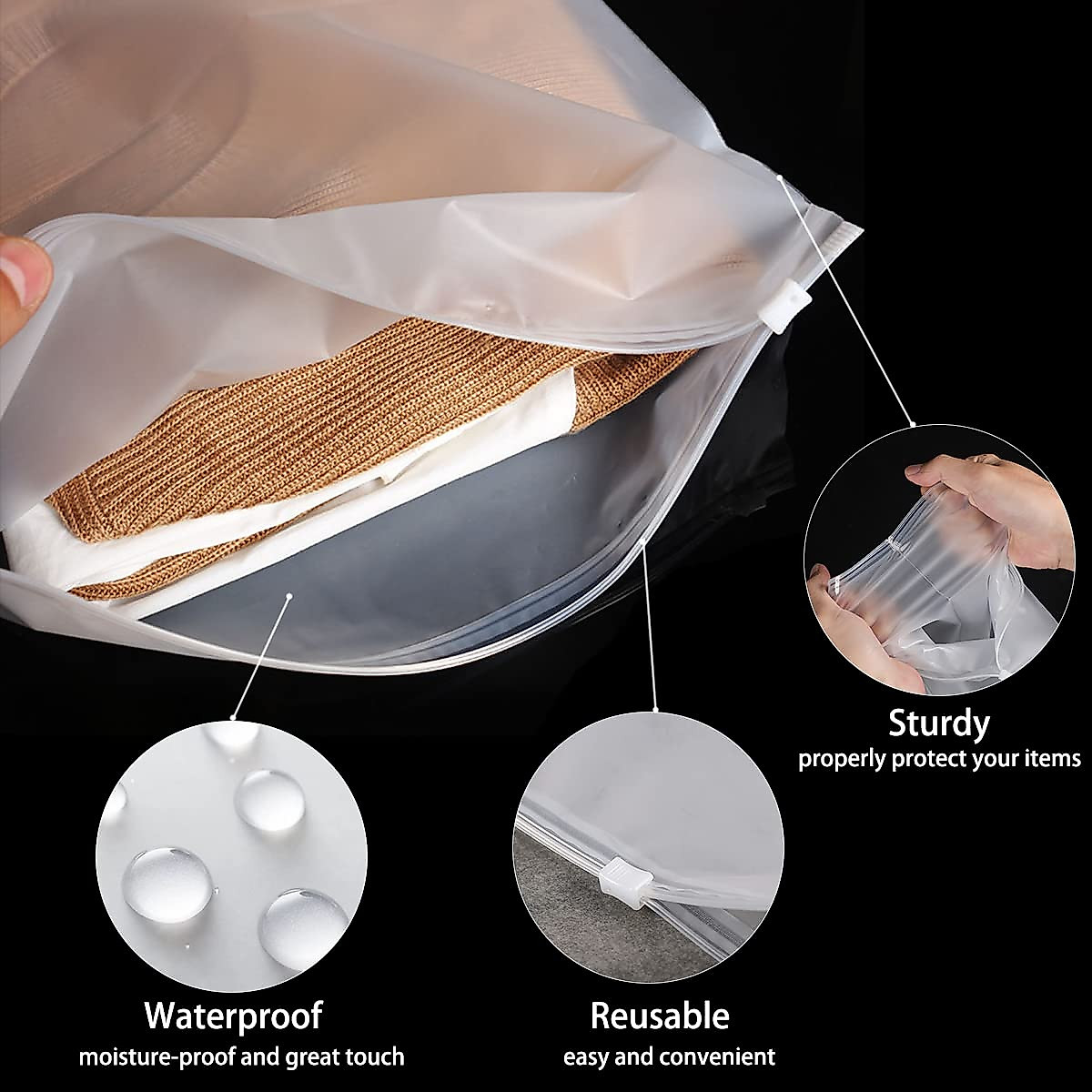 Belit 15 Pcs Clear Ziplock Storage Bags, Large Size Packaging Bags, Plastic Bags for Sweaters, Shirt, Sheet, Blanket, 3 sizes 12x16 inch, 16x20 inch, 20x28 inch