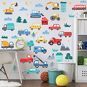 Car City Road Wall Decals Traffic Road Sign Enlightenment Wall Stickers for Playroom, Nursery, Boy Room, Bedroom, Classroom, Living Room.