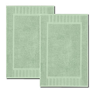 White Classic Luxury Hand Towels | 6 Pack Luxury Bath Mat | 2 Pack Bundle (Green)