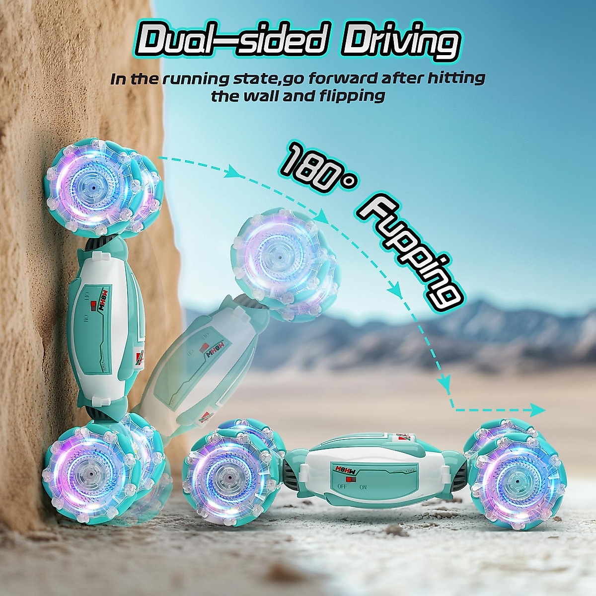 YTKIH Gesture Sensing RC Stunt Car, Best Birthday Gift Ideas for Boys 6-12, Toys for Boys Age 8/9/10/11/12, 4WD 2.4GHz Remote Control Twist Car with Light & Music, Off Road 360° Rotating