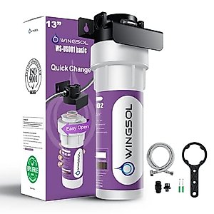 WINGSOL Under Sink Water Filter NSF/ANSI 42, Reduce 99.99% Chlorine, PFAS, PFOA/PFOS, Bad Taste & Odor, Sediment, Quick Change, Life Indication, 6K-Gallon Multi-Stage Water Filtration System,USA Tech