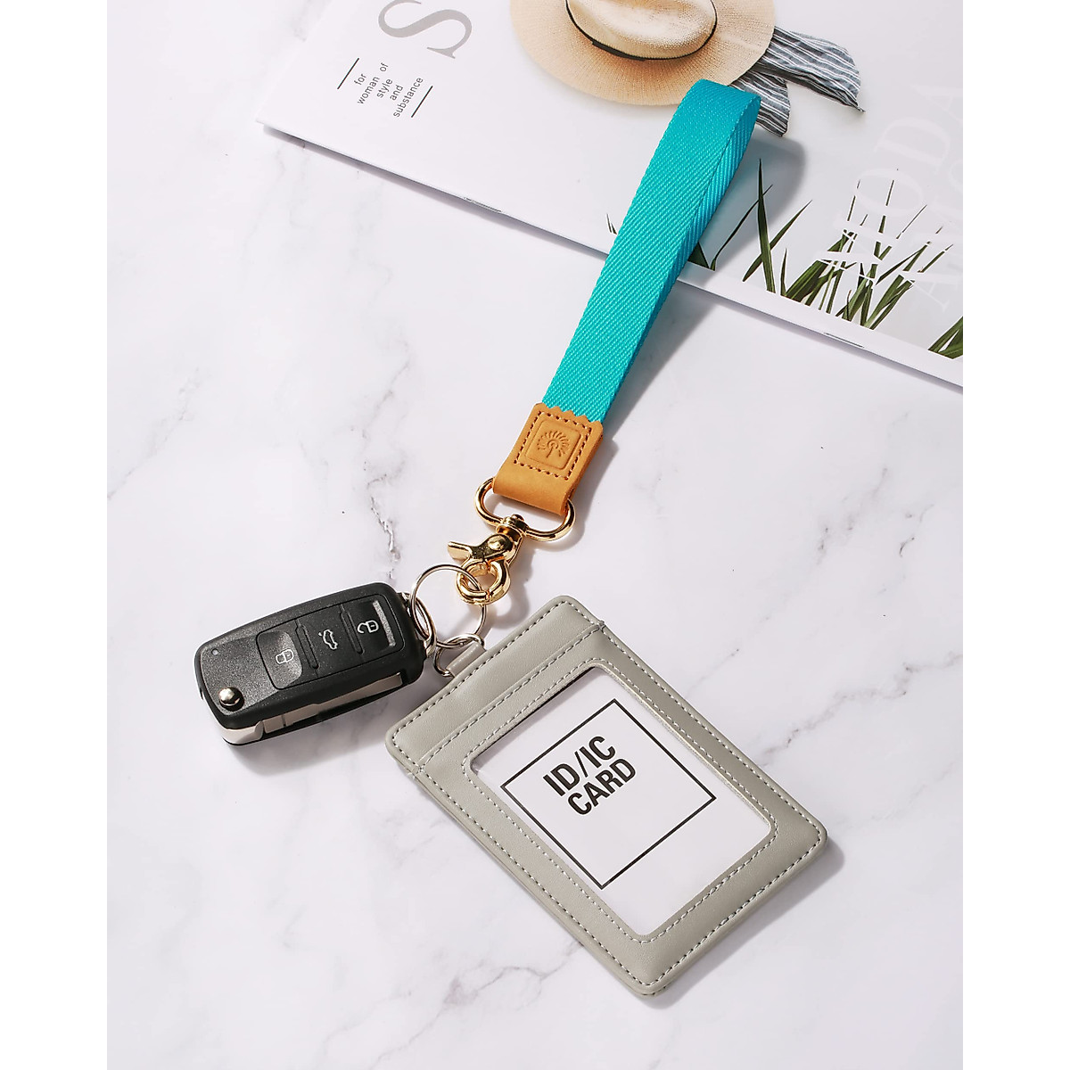 PikPok Mart Wrist Lanyard for Keys, Wristlet Key Chain Strap, Teal Hand Wrist Keychain Holder for Women & Men