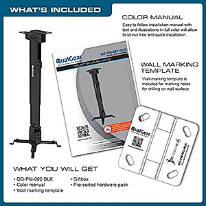 QualGear QG-PM-002-BLK Universal Projector Ceiling Mount, Black