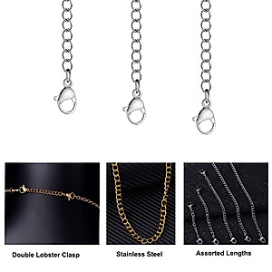 5Pcs Silver Stainless Steel Necklace Extender Chain Links Silver Lobster Necklace Extenders for Necklaces Bracelet Anklet Stainless Steel Chain Extenders for Jewelry Making (2in 3in 4in 5in 6in)