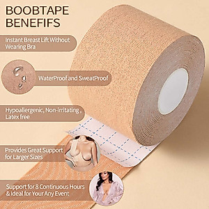 Okela Boob Tape and Backless Nipple Cover Set, Breathable Breast Lift Tape Boby Tape for Breast Lift w Breast Petals for A-E Cup