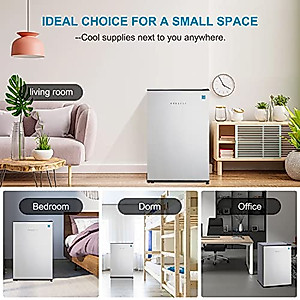 Frestec 2.5 CU' Mini Refrigerator, Small Refrigerator, Mini Fridge with Freezer, Compact Refrigerator, Stainless Steel (FR 250 SL)