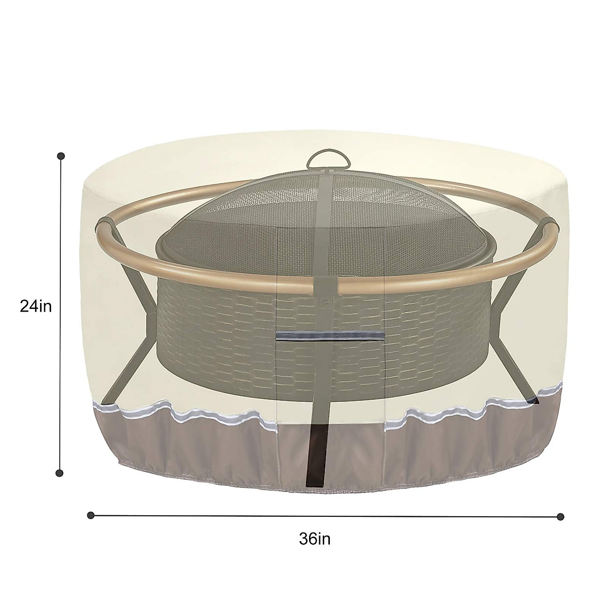 KREVEROY Outdoor Patio Round Fire Pit Cover 36 inch Heavy Duty 600D Waterproof Patio Gas Fire Pit Table Covers with Air Vent 36 x 36 x 24in