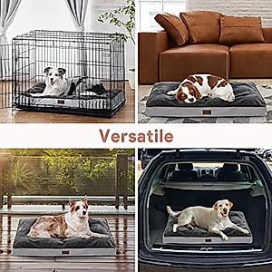 Figopage Large Dog Mat for Crate, Waterproof Large Dog Bed with Washable and Removable Covers, Deluxe Dog Pillows for Large Dogs Up to 80 Lbs