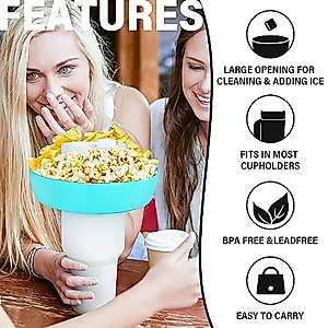 Snack Bowl for Stanley Cup, Reusable Snack Ring Tray Platter Compatible with Stanley 40 Oz Tumbler, 3 Compartments for Candy,Appetizer,Nuts,Popcorn, Cup Holder for Stanley Cup Accessories (Pink)