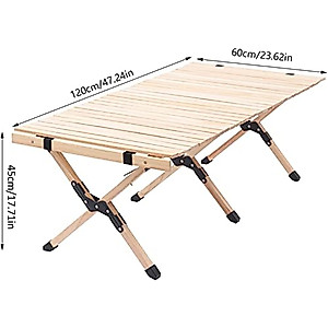 OMKUOSYA Portable Camping Table, Wooden Folding Beach Picnic Table with Carry Bag for Outdoor Cooking, Picnic, Camp, BBQ, Travel, Backyard Patio Party