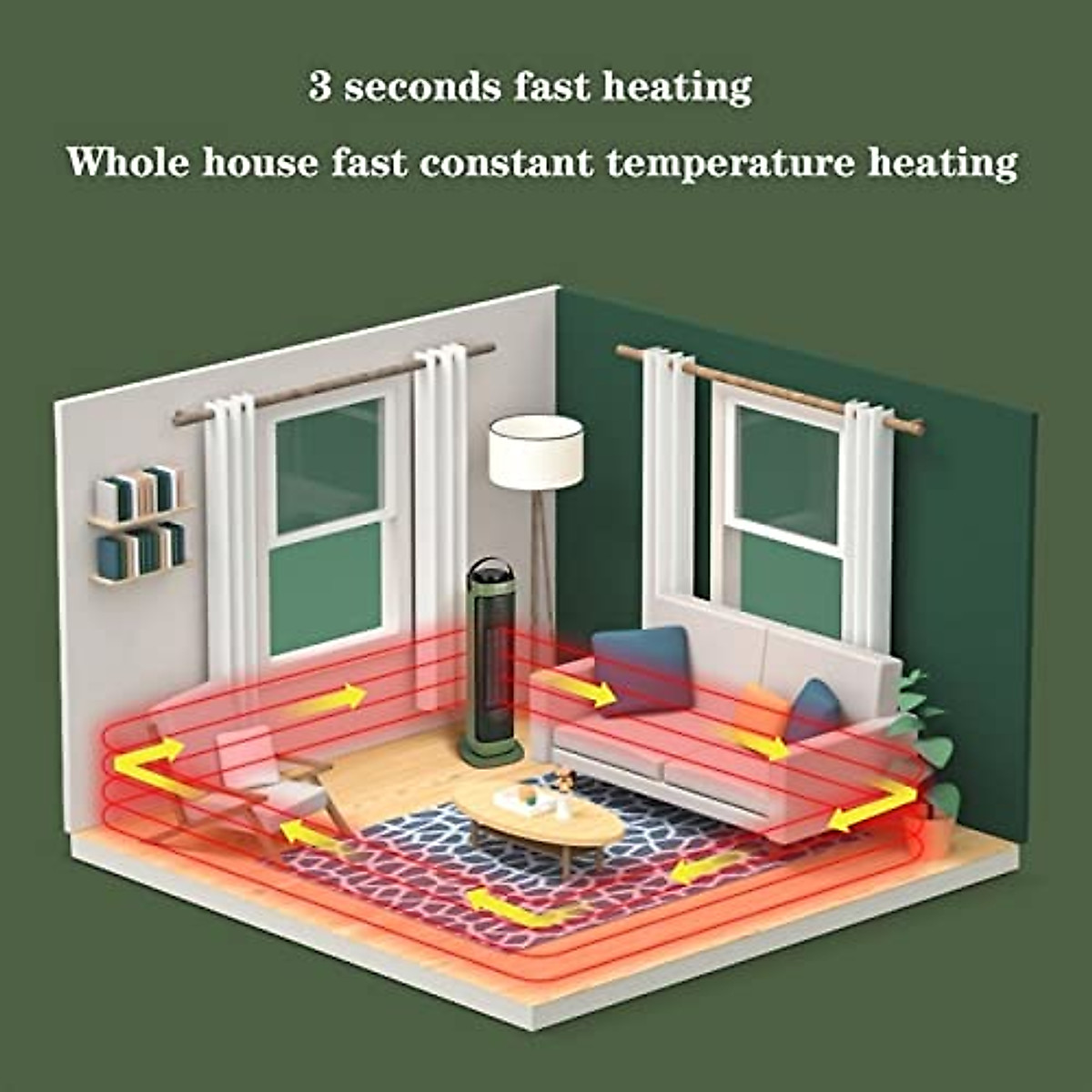 Outdoor Garden Heater Electric Space Heater, Oscillating Ceramic Heater 2200W – Portable Heater with 3 Modes, Overheat Protection and Knob Operation, for Home Office Patio Hea