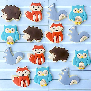 KAISHANE 5PCS Animal Cookie Cutter Set - Fox Owl Raccoon Squirrel Forest Woodland Animal Cookie Cutters Molds for Kids