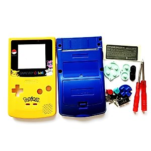 JMXLDS New Full Housing Shell Case Cover Pack with Buttons Sticker Replacement for Game boy Color GBC Repair Part-Yellow&Blue.