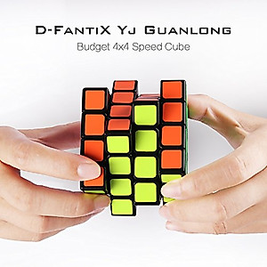 D-FantiX Yj Guansu 4x4 Speed Cube Puzzle 4x4x4 Cube Black 62mm Toys for Kids Adult