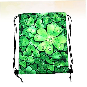 PACKOVE 3pcs Four leaf storage bag Drawstring backpack sport backpack St Patrick Day sack irish party party decor shopping bag printed travel bag printing gift bag Ireland Tackle Backpack