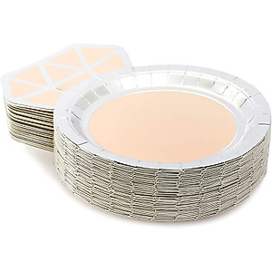 Sparkle and Bash 48-Pack Diamond Ring Party Plates for Bridal Showers and Engagements