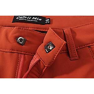 Camii Mia-Fleece-Lined-Hiking-Pants-Women-Waterproof Winter Pants Ski Snow Windproof Lightweight Slim Warm (32W x 30L, Orange)