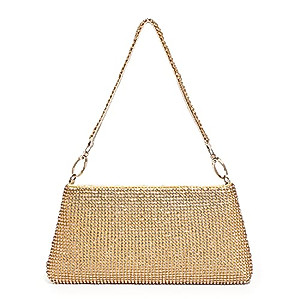 YUWITA Rhinestone Evening Bag Clutch Glitter Sparkly Purse for Women (Gold)