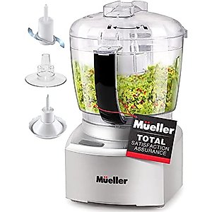 Mueller Ultra Prep Food Processor Chopper for Dicing, Grinding, Whipping and Pureeing – Mini Food Chopper Electric for Vegetables, Meat, Grains, Nuts and Whisk for Eggs and Cream