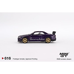 True Scale Miniatures Model Car Compatible with Nissan Skyline GT-R (R34) Tommykaira R-z Midnight Purple 1/64 Diecast Model Car MGT00616