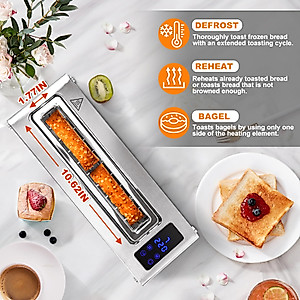 CUSIMAX Toaster 2 Slice,Toaster Long Slot with Clear View Glass Window,One Touch Digital Control Presets with Automatic Lifting,Slide-out Glass Panel and Easy Clean Up Crumb Tray,Black Toaster