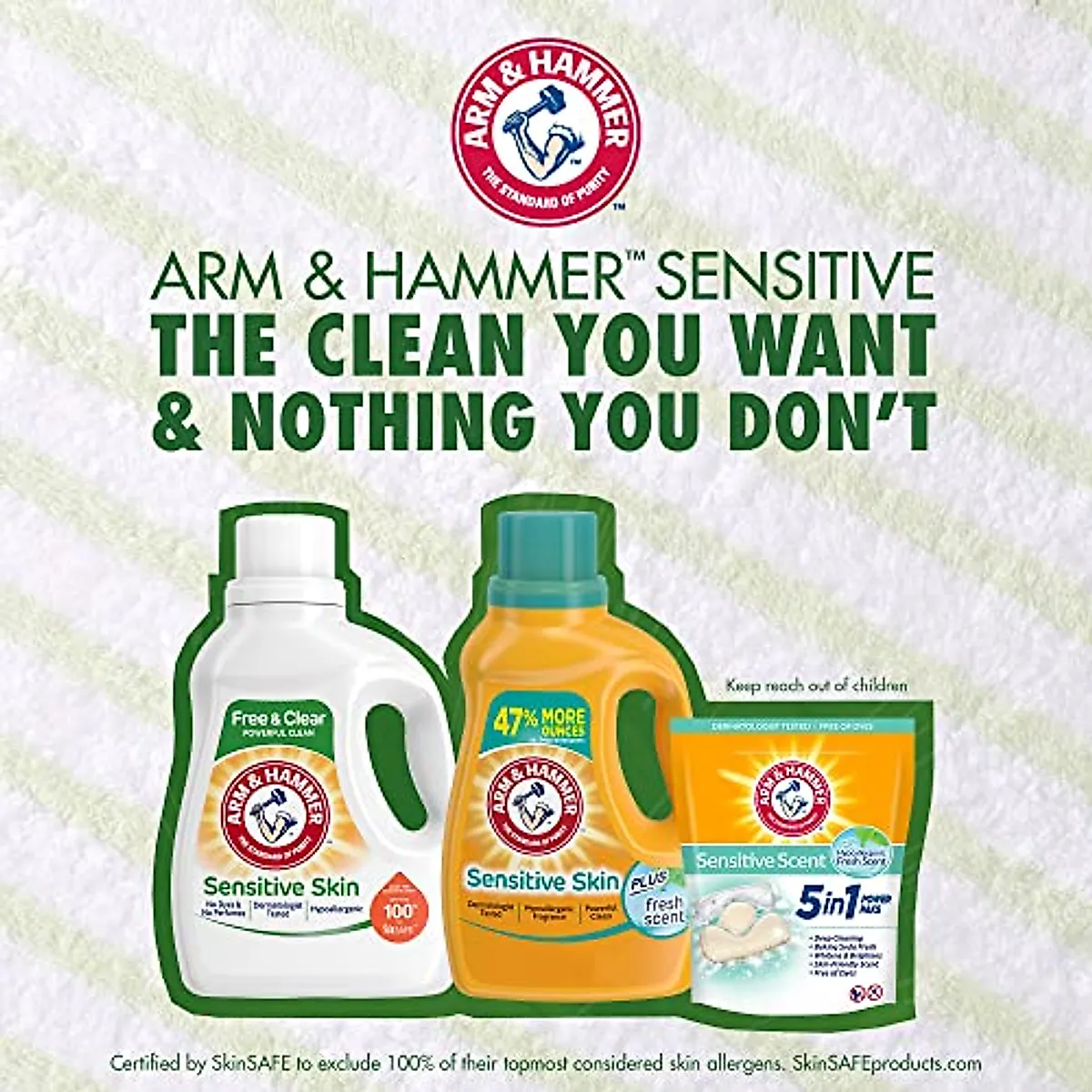 Arm & Hammer Sensitive Skin Free & Clear, 107 Loads Liquid Laundry Detergent, 144.5 Fl oz