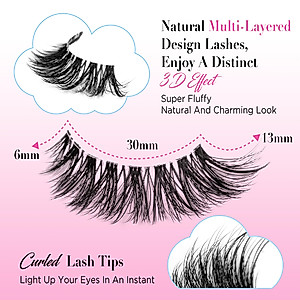 Eyelashes Natural Look False Lashes - Bepholan Fake Eyelashes 5D Super Fluffy False Eyelashes Clear Band Wispy Lashes 3-Pack Faux Mink Lashes(XMZ92)