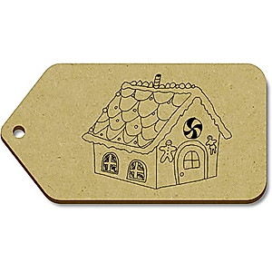 Azeeda 10 x Large 'Gingerbread House' Wooden Gift Tags (TG00110895)