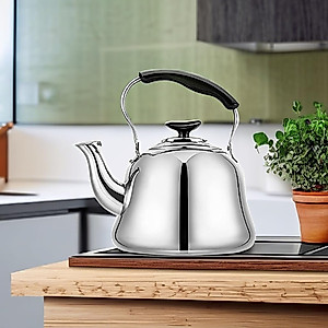Whistling Stovetop Tea Kettle 2L Food Grade Stainless Steel Teapot, Hot Water Fast to Boil Tea Kettle Stovetop with Wide Mouth, Anti-scalding Handle Teakettle for Gas, Induction, Electric, Tea&Coffee