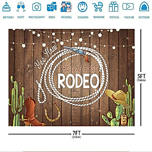 Ticuenicoa 7x5ft This is My First Rodeo 1st Birthday Backdrop Western Cowboy Mexican Cactus Birthday Background for Parties Rustic Wood Baby Shower Backdrops Banner Photo Booth Props