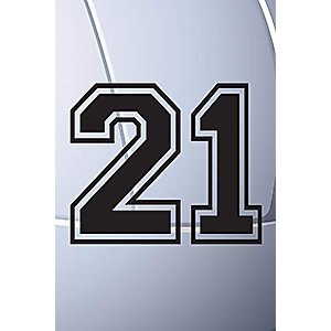 21 Journal: A Volleyball Jersey Number #21 Twenty One Notebook For Writing And Notes: Great Personalized Gift For All Players, Coaches, And Fans (Black White Grey Seam Ball Print)