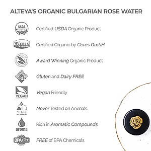 Alteya Organics Rose Water, Organic Facial Toner, 34 Fl Oz/ 2x17 Fl Oz Bundle, Pure Bulgarian Rosa Damascena Flower Water, Award-Winning Moisturizer, BPA-Free Bottle with Reducer